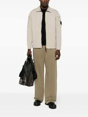 Stone Island Compass-patch Zip-up Shirt Jacket