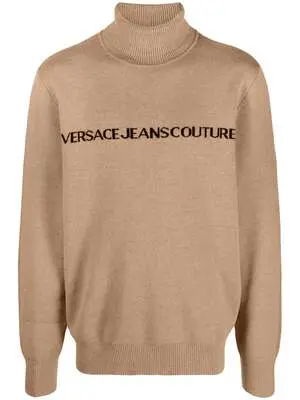 Versace Logo Intarsia Jumper - Neutrals