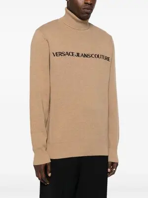 Versace Logo Intarsia Jumper - Neutrals