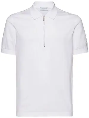 FERRAGAMO Half-zip Cotton Polo Shirt - White