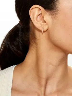 WE BY WHITEBIRD 18kt Yellow Ismène Pink Opal Hoop Earring