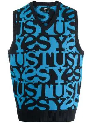 StÜssy Intarsia-knit Logo V-neck Vest
