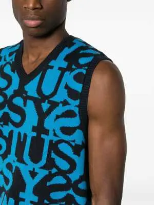 StÜssy Intarsia-knit Logo V-neck Vest