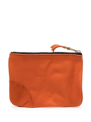 Comme Des Garçons Washed Zip-up Leather Pouch - Orange