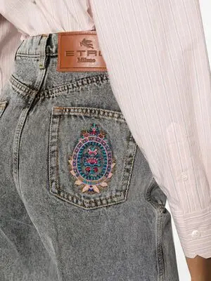 Etro Embroidered Flared Jeans - Grey