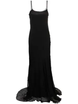 Moschino Chiffon Sleeveless Maxi Dress - Black