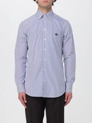 Etro Shirt In Striped Cotton Blue
