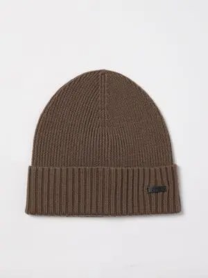 BOSS Ribbed Beanie With Logo Detail Green