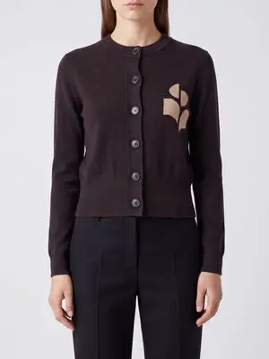 Isabel Marant Étoile Wool And Cotton Blend Cardigan With Flocked Logo - Brown