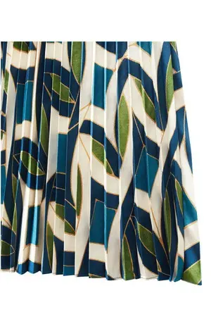Mango Pleated Printed Midi Skirt