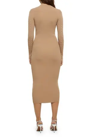 RIVER ISLAND Heatseal Long Sleeve Knit Midi Dress