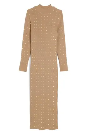 RIVER ISLAND Heatseal Long Sleeve Knit Midi Dress
