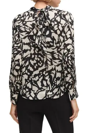 Mango Print Mock Neck Top