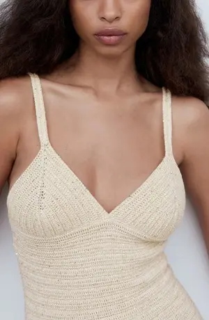 Mango Sequin Detail Empire Waist Midi Dress
