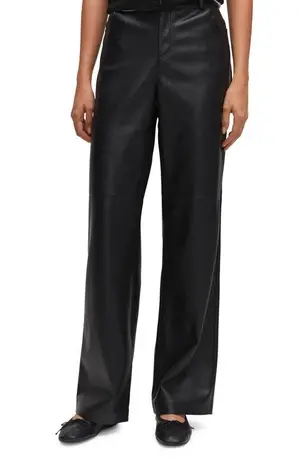 Mango High Waist Straight Leg Faux Leather Pants