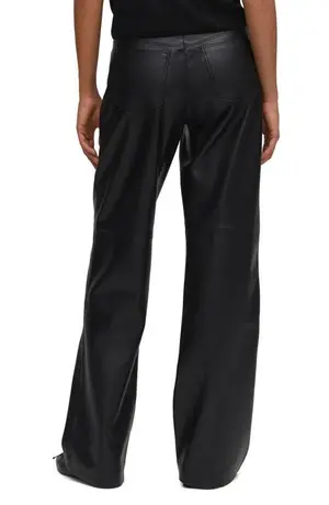 Mango High Waist Straight Leg Faux Leather Pants
