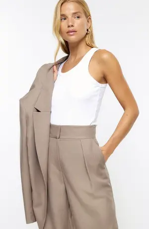 RIVER ISLAND Pleat Front Wide Leg Pants