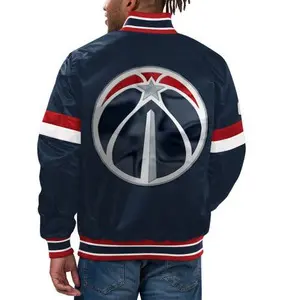 STARTER Washington Wizards Home Game Satin Full-snap Varsity Jacket