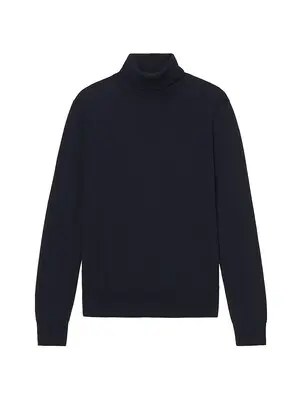 Sandro Men's Roll Neck Wool Sweater - Black  Navy Blue