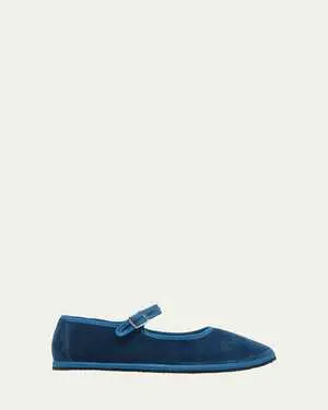 VIBI VENEZIA Velvet Mary Jane Ballerina Flats - Delfina