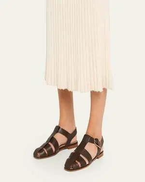 Gabriela Hearst Lynn Leather Fisherman Sandals - Black