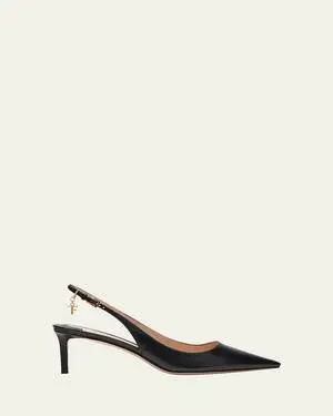 TOM FORD TOM FORD Angelina Charm Leather Slingback Pumps - Black