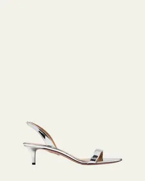 AQUAZZURA So Nude Metallic Halter Sandals - Silver