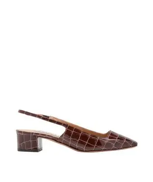 AQUAZZURA Ginza Croco Slingback Ballerina Pumps - Espresso