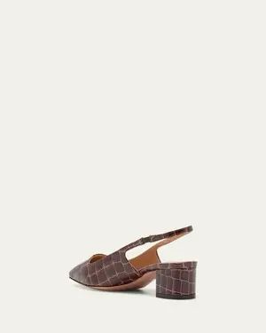 AQUAZZURA Ginza Croco Slingback Ballerina Pumps - Espresso