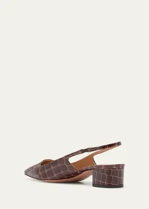AQUAZZURA Ginza Croco Slingback Ballerina Pumps - Espresso