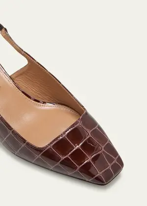 AQUAZZURA Ginza Croco Slingback Ballerina Pumps - Espresso