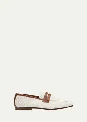 SOPHIQUE Essenziale Classic Bicolor Penny Loafers Faux White Raffia
