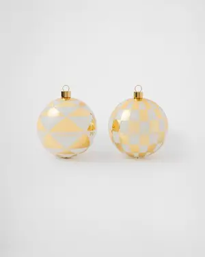 Prada Glass Christmas Ornament Set - White/platinum