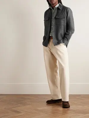 Portuguese Flannel Mélange Wool-tweed Overshirt - Gray