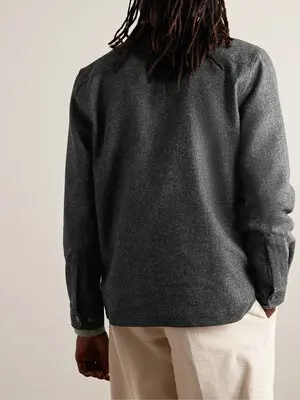 Portuguese Flannel Mélange Wool-tweed Overshirt - Gray