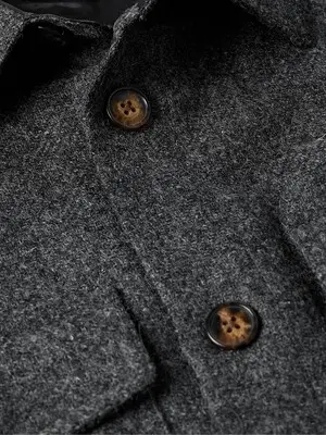 Portuguese Flannel Mélange Wool-tweed Overshirt - Gray