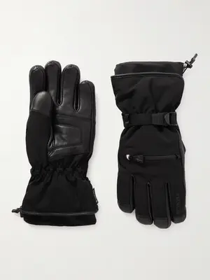 Moncler Leather-trimmed Ski Gloves - Black