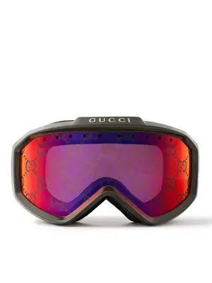 Gucci Webbing-trimmed Acetate Mirrored Ski Goggles
