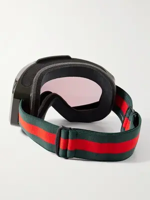 Gucci Webbing-trimmed Acetate Mirrored Ski Goggles