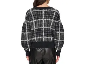 Dkny Long Sleeve Box Plaid Sweater
