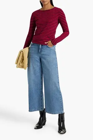 NILI LOTAN Striped Cotton-jersey Top