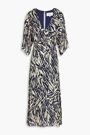 Ba&sh Vee Cutout Wrap-effect Printed Midi Dress