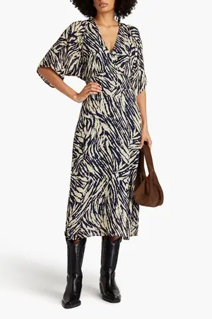 Ba&sh Vee Cutout Wrap-effect Printed Midi Dress