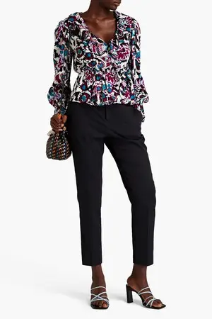 Ba&sh Ruffled Printed Jacquard Wrap Top