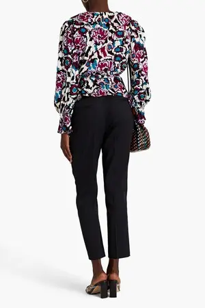Ba&sh Ruffled Printed Jacquard Wrap Top
