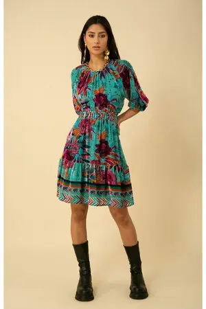Hale Bob Ruby Velvet Burnout Dress - Floral / Multicolor