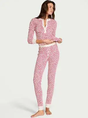 Victoria's Secret Soft Thermal Henley Long Pajama Set - Print