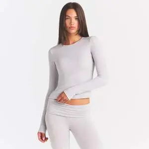 SKIMS Long Sleeve T-shirt - Light Heather Grey