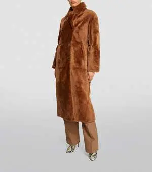 YVES SALOMON Shearling Double-breasted Coat