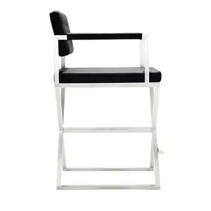 TOV FURNITURE Director Performance Vegan Leather And Stainless Steel Counter Stool